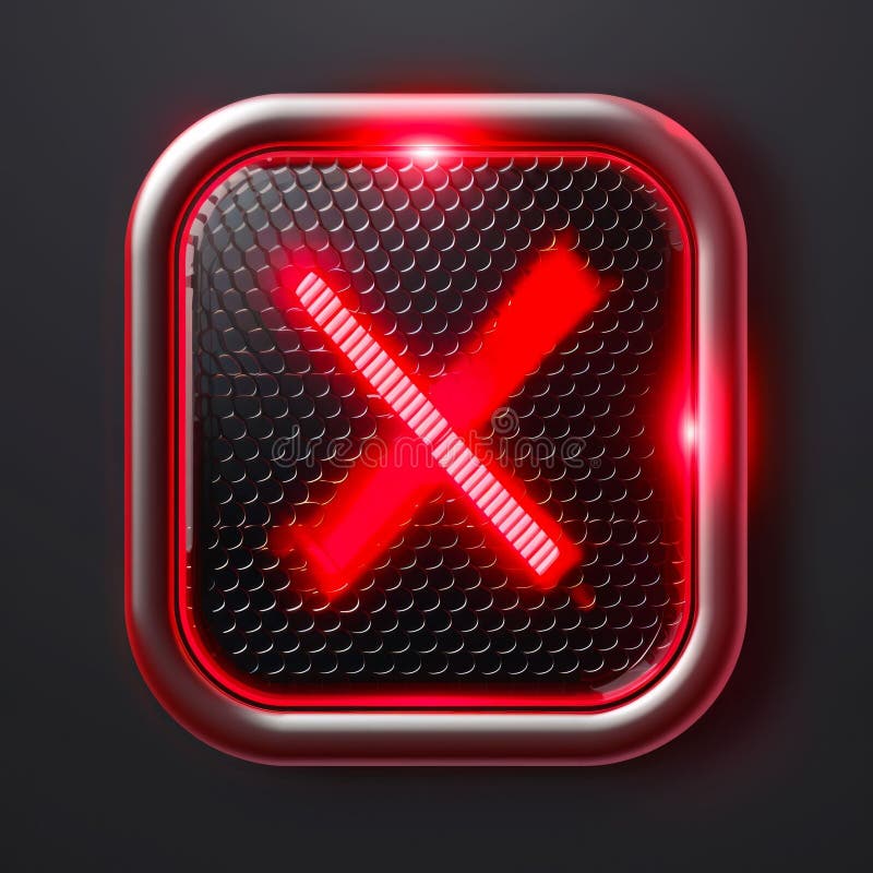 Futuristic X Mark Icon in Neon Red Light. Generative Ai Stock ...