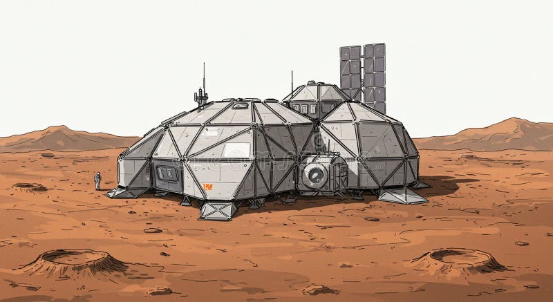 Futuristic Mars Base Features a Geodesic Dome Structure Made of ...