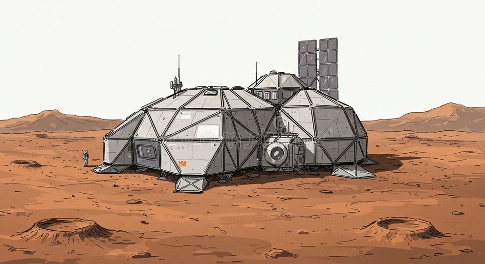 Futuristic Mars Base Features a Geodesic Dome Structure Made of ...