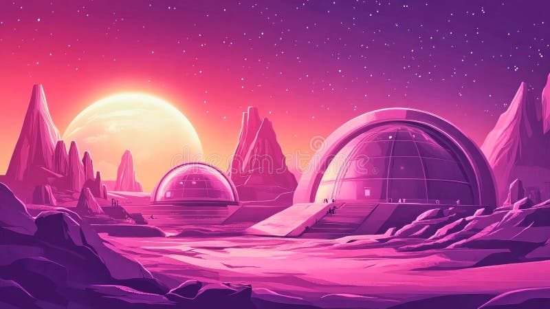 Futuristic Mars Colony with Dome Habitats and Astronauts Exploring the ... Futuristic Mars Colony with Dome Habitats and Astronauts Exploring the ...