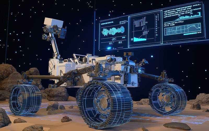 A Futuristic Mars Rover Exploring the Planetary Surface Beneath a ...
