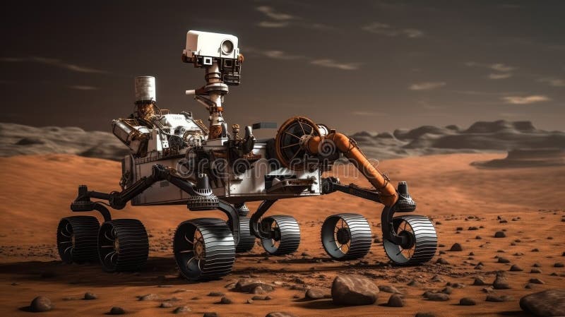 Futuristic Mars Rover Exploring the Surface of the Planet Mars Stock ...