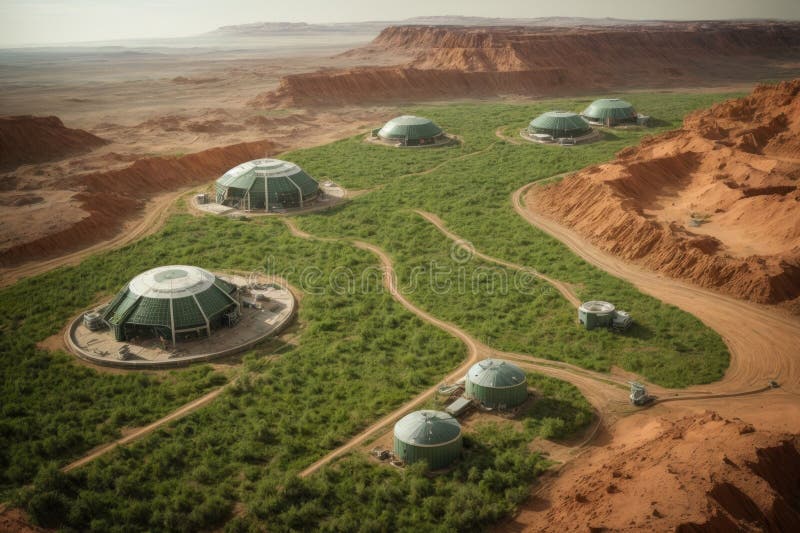 Futuristic Mars Terraforming and Colonization. Stock Image - Image of ...