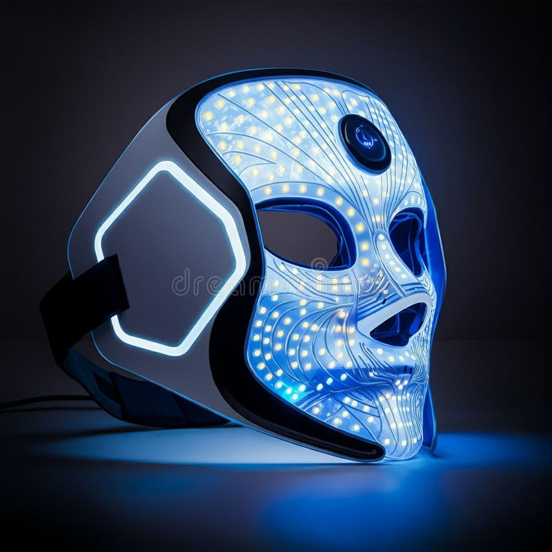A Futuristic Mask Featuring an Array of Small LED Lights Arranged in ...