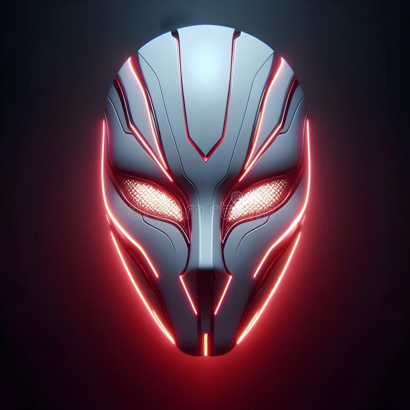 Futuristic Mask with Glowing Red Circuits Stock Photo - Image of design ...