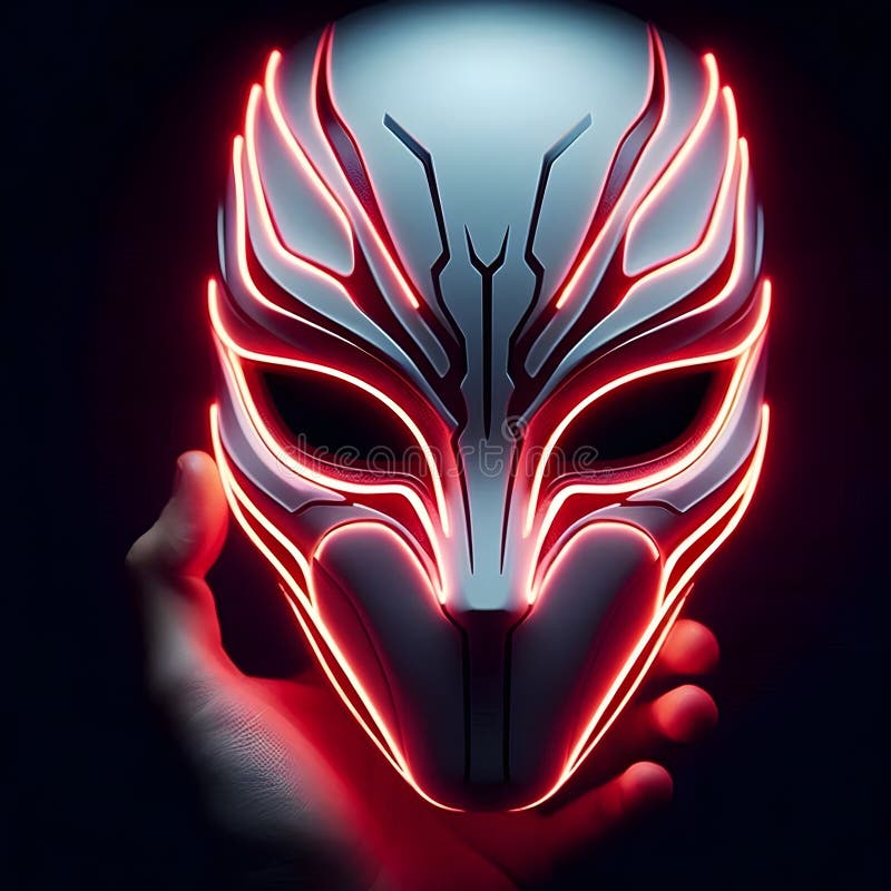 Futuristic Mask with Glowing Red Circuits Stock Image - Image of ...