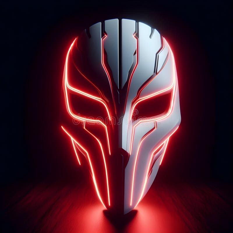 Futuristic Mask with Glowing Red Circuits Stock Photo - Image of lines ...