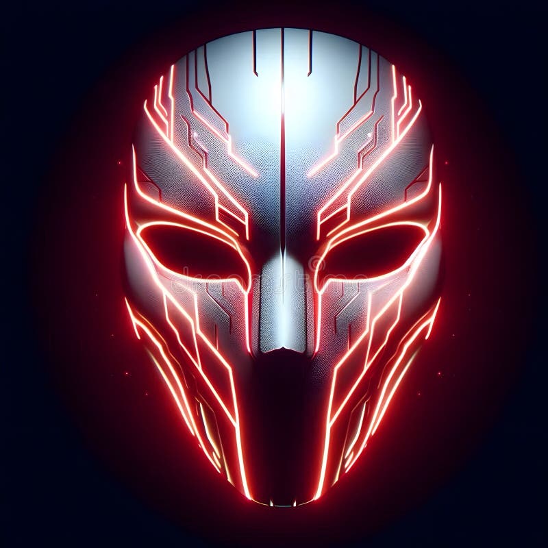 Futuristic Mask with Glowing Red Circuits Stock Image - Image of ...