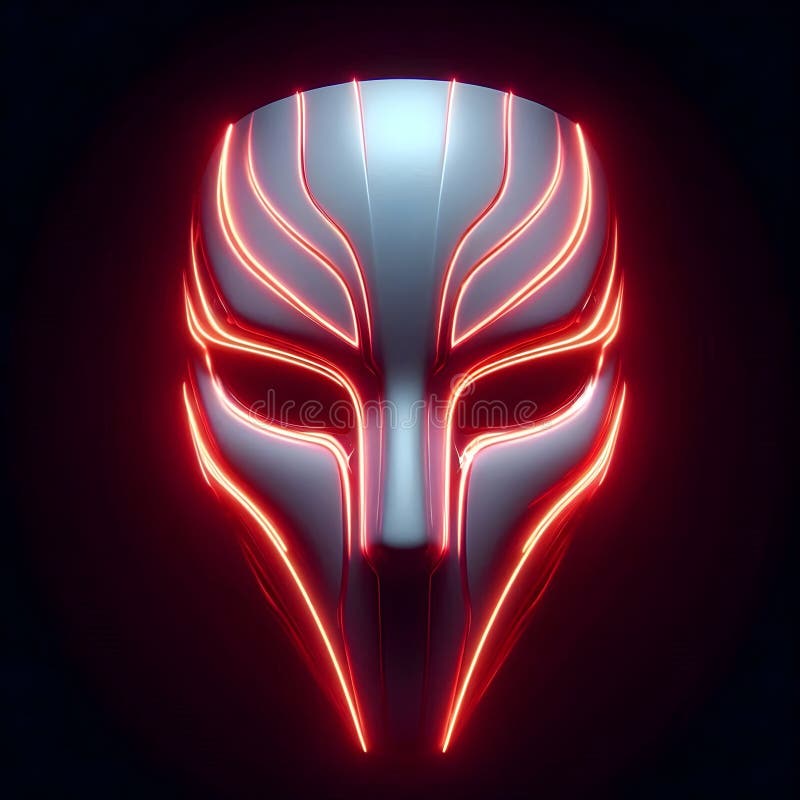 Futuristic Mask with Glowing Red Circuits Stock Image - Image of ...
