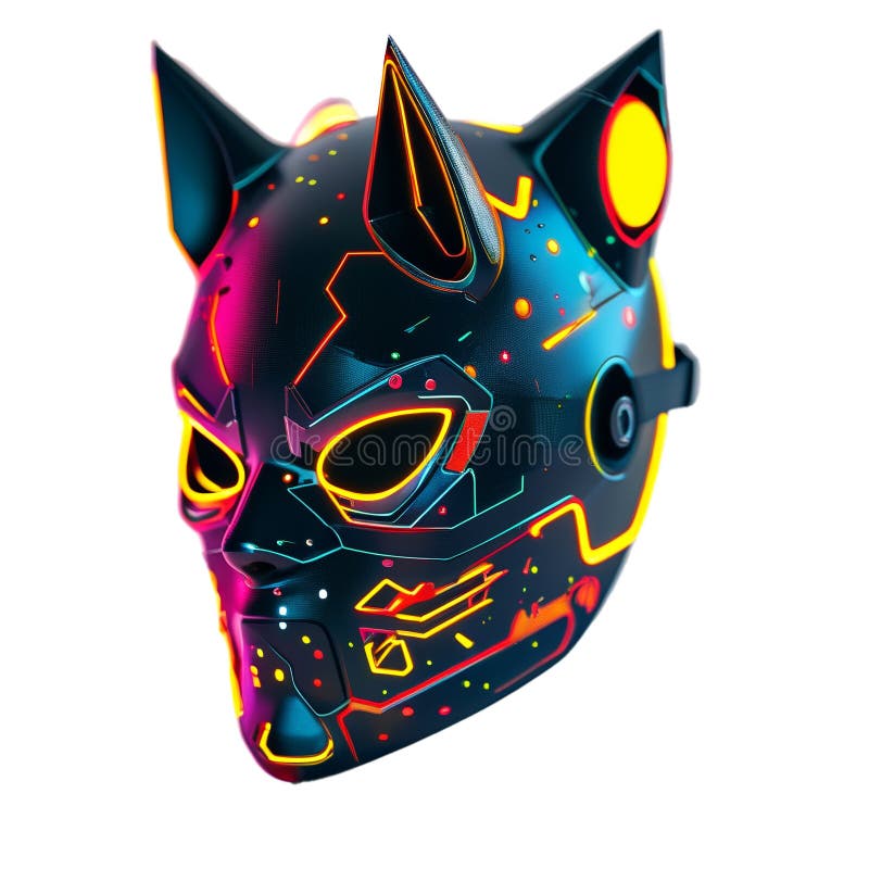 Futuristic Mask Illuminated with Neon Colors and High-tech Designs ...