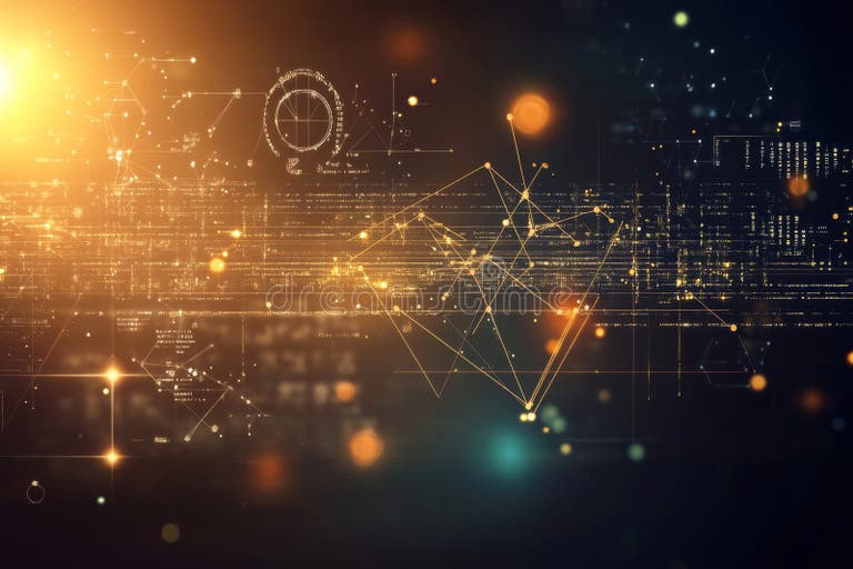 Futuristic Math Background with Glowing Equations and Network Nodes ...