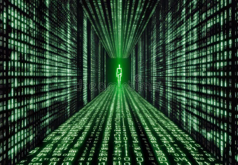 A Futuristic Matrix Background Featuring Green Cascading Code Stock ...