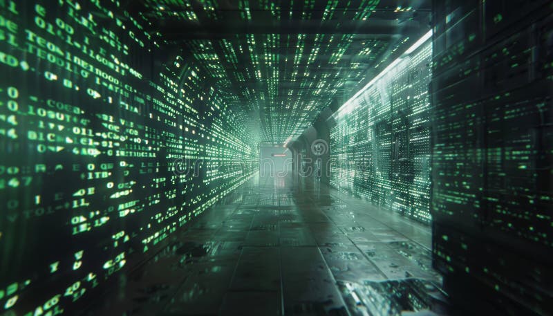 Futuristic Matrix Code Environment Generative AI Stock Illustration ...
