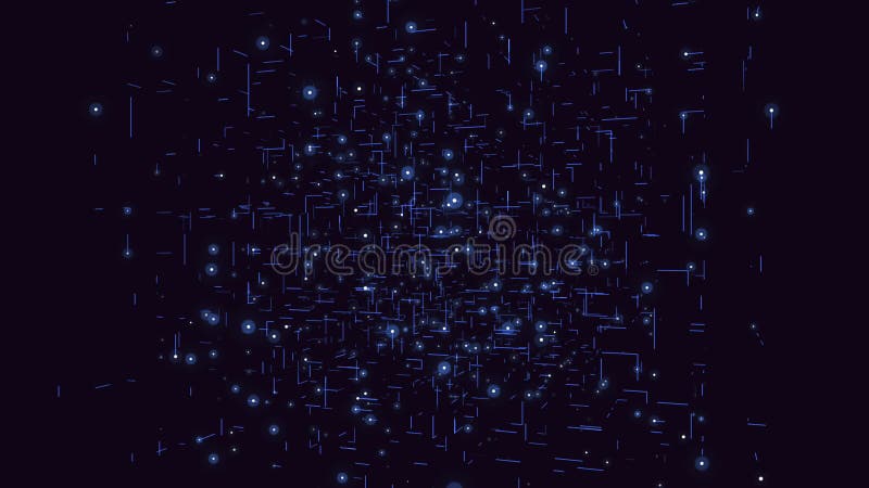 Futuristic Matrix Cube with Blue Grid and Dots in Galaxy Stock Footage ...