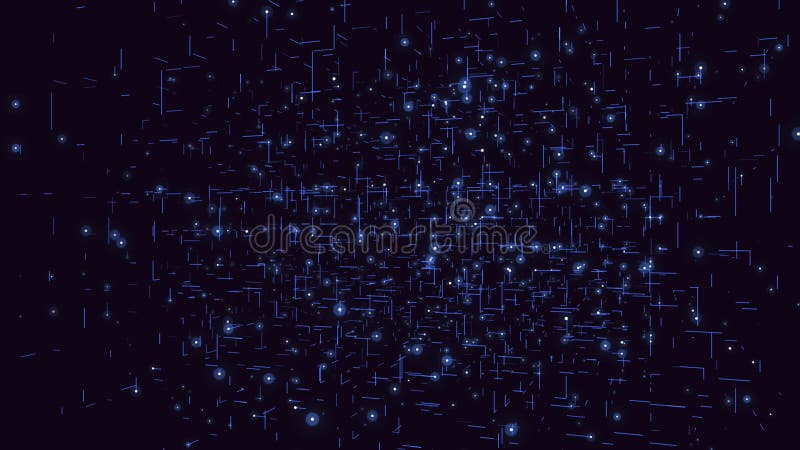 Futuristic Matrix Cube with Blue Grid and Dots in Galaxy Stock Footage ...