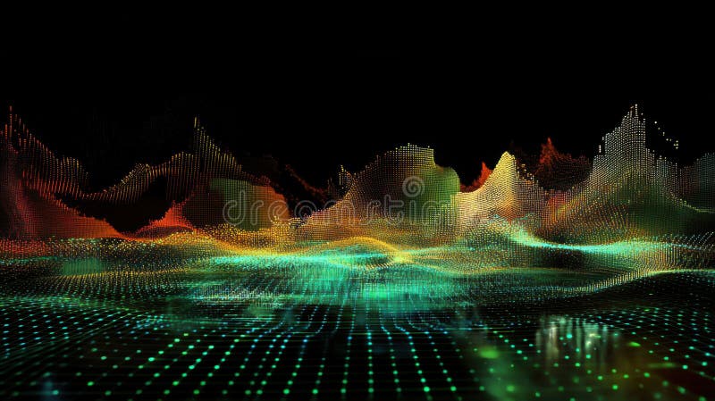 Futuristic Matrix of Data Points Creates Abstract Landscape with ...