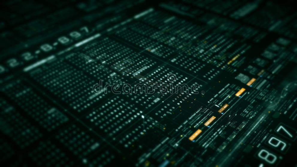 Futuristic Matrix Data Simulation HUD Background Stock Illustration - Illustration of ...