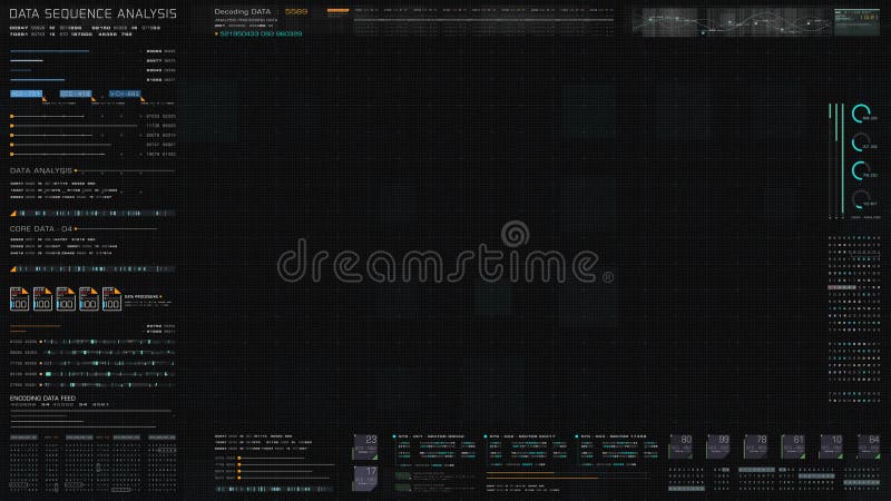 Futuristic Matrix Data Simulation HUD Background Stock Illustration ...