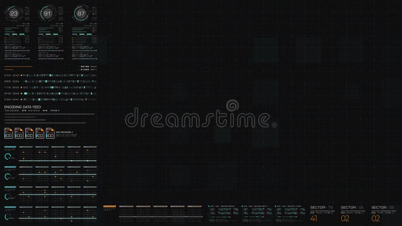 Futuristic Matrix Data Simulation HUD Background Stock Illustration ...