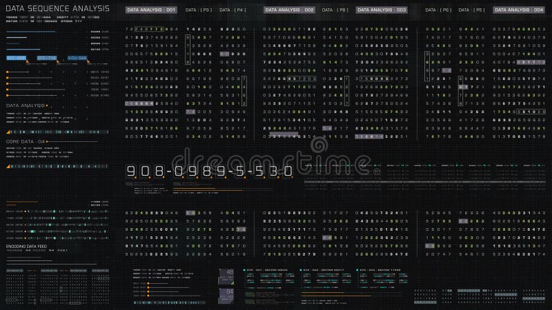 Futuristic Matrix Data Simulation HUD Background Stock Illustration ...