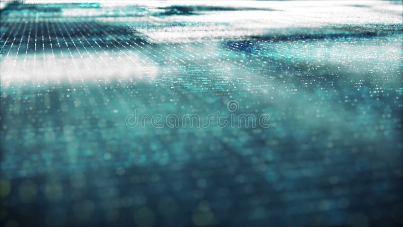 Futuristic Matrix Grid Particles in Cyber Space Background Stock ...