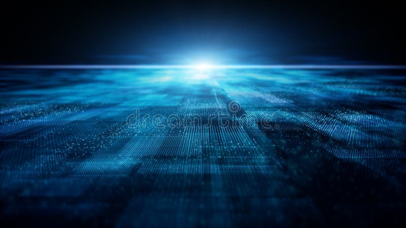 Futuristic Matrix Particles Grid Background Stock Illustration ...