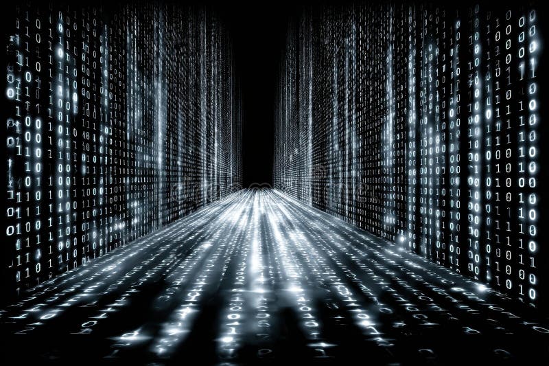 Matrix Style Binary Code Digital Background with Falling Numbers Stock ...