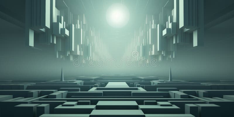 A Futuristic Maze with a Light Shining through it, AI Stock ...