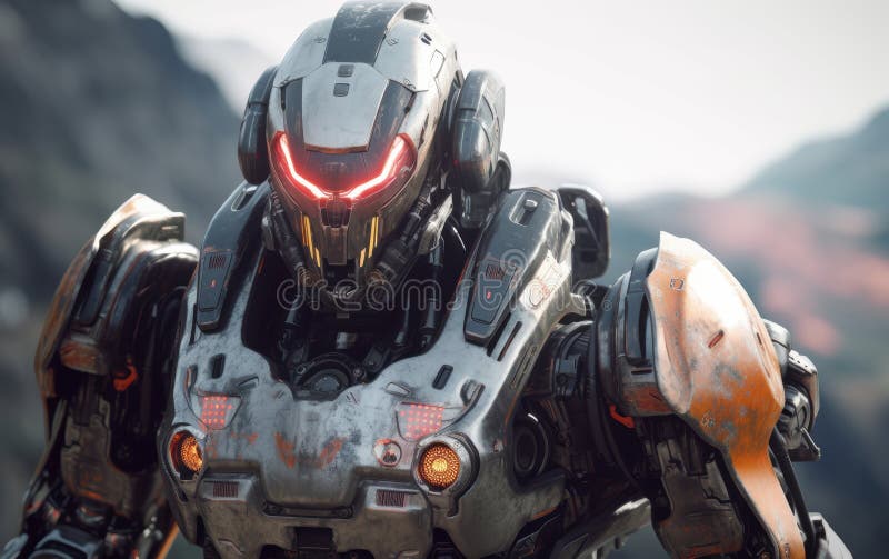 Futuristic Mech Warrior. Created by Generative Artificial Intelligence ...