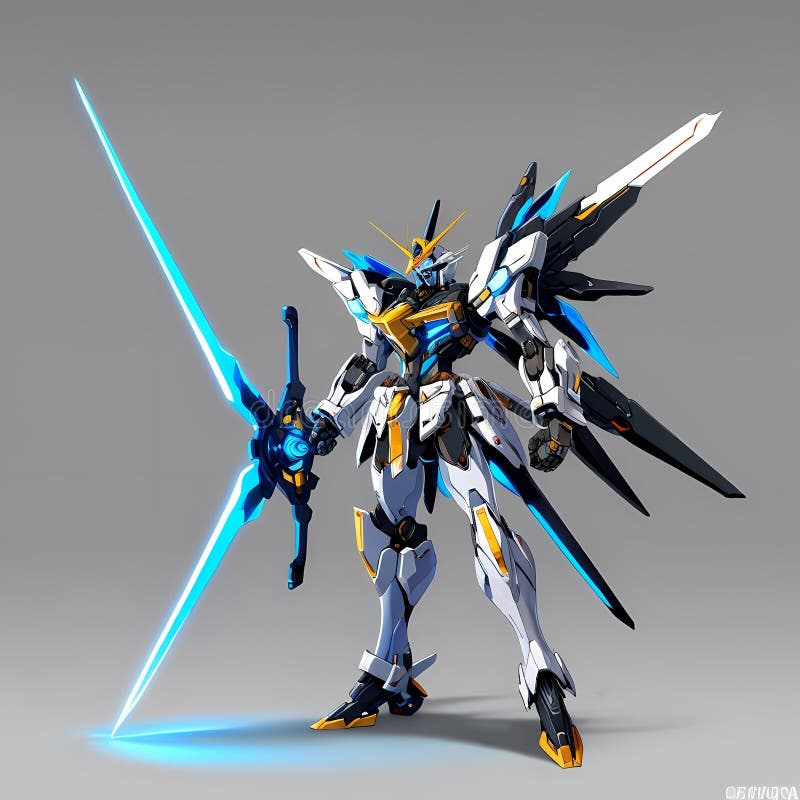 Futuristic Mecha Robot in Battle Mode (Square) Stock Photo - Image of ...