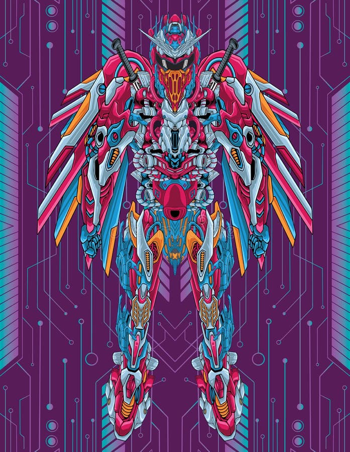 Futuristic Mecha Robot Mechanism Full Body Illustration Stock Vector ... Futuristic Mecha Robot Mechanism Full Body Illustration Stock Vector ...
