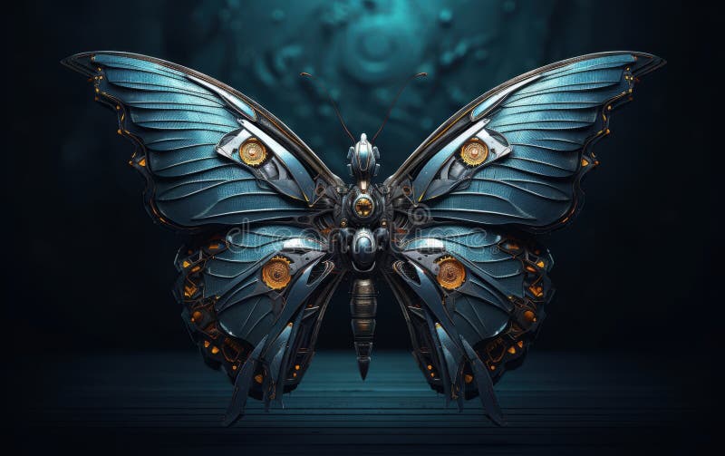 A Futuristic and Mechanical Butterfly. Created by Generative Artificial ...