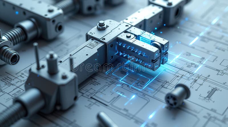 Futuristic Mechanical Design Blueprint Featuring Advanced Components ...