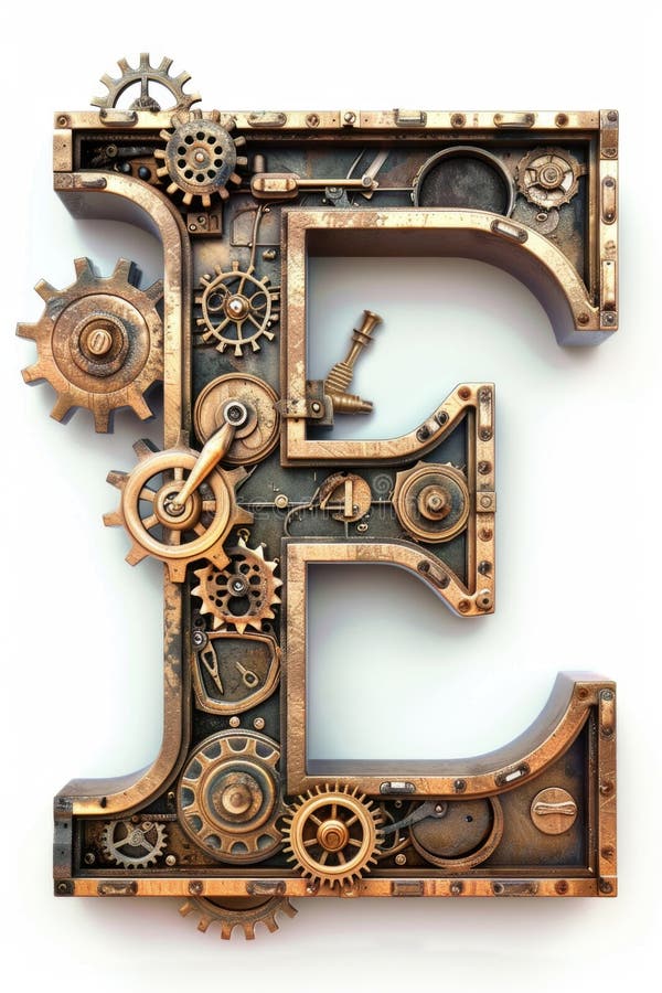 A Futuristic Mechanical Design Forming the Letter E Using Metal and ...