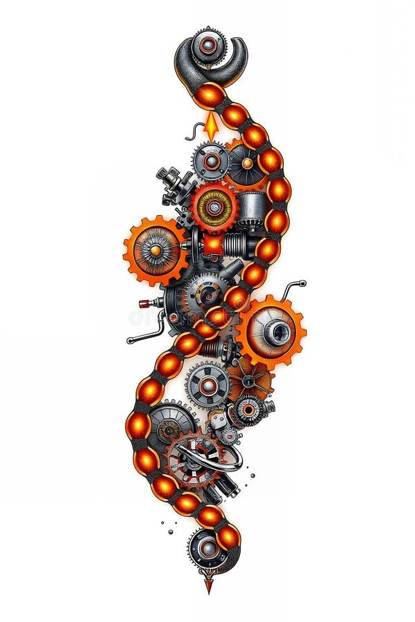 Mechanical Dna Double Helix Structure Steampunk Style Gears Background ...