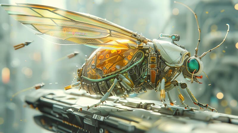 A Futuristic, Mechanical Insect with Gears and Cogs, Standing on a ...