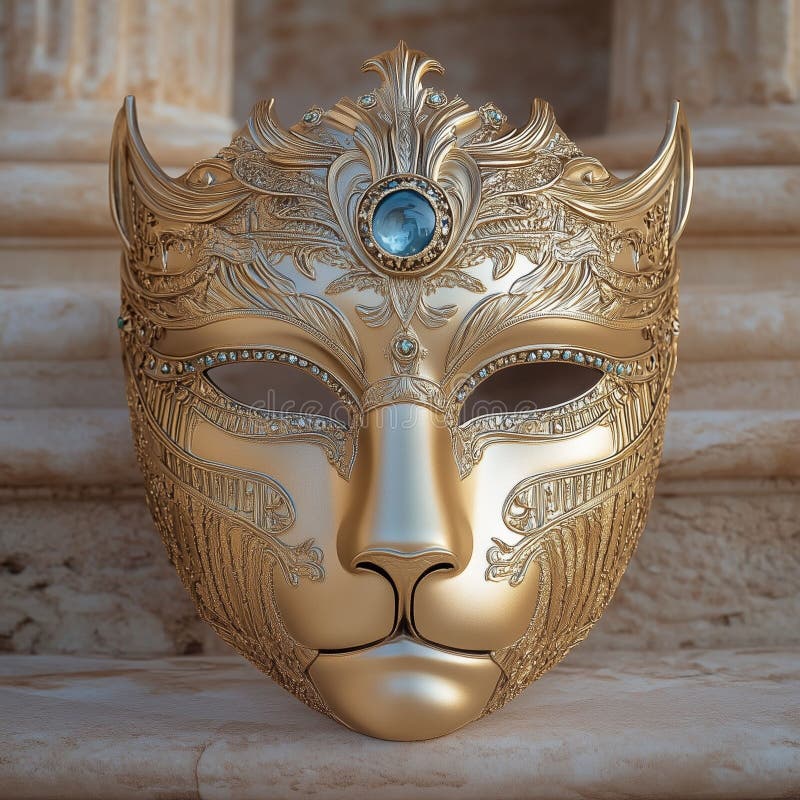 Futuristic Mechanical Lion Head Mask Stock Illustration - Illustration ...