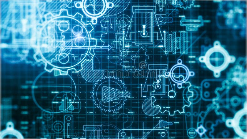 Futuristic Mechanical Project Blueprint Stock Illustration ...