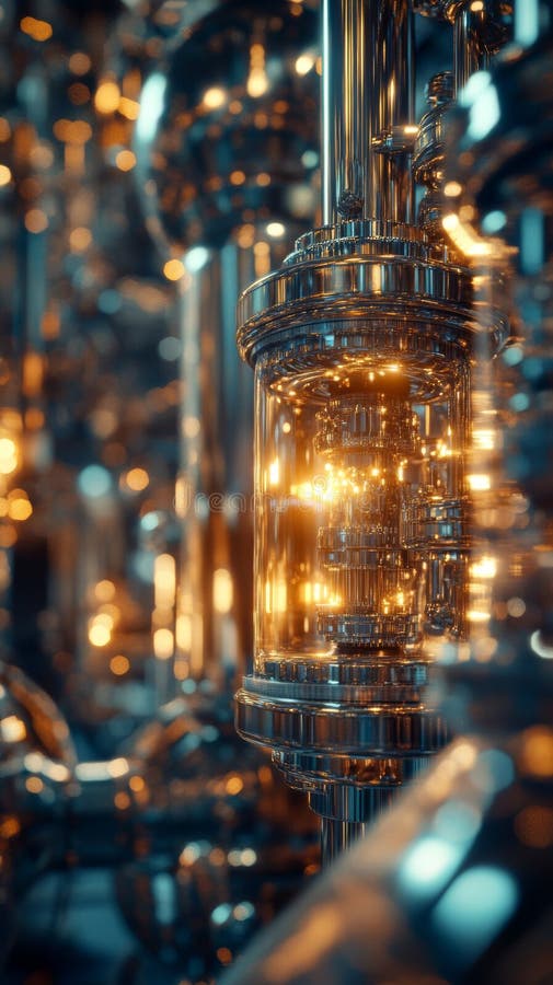 Futuristic Mechanical Structure with Glowing Elements in Metallic ...