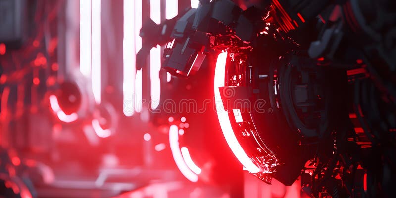 Futuristic Mechanical Structure in Red and Black Stock Illustration ...