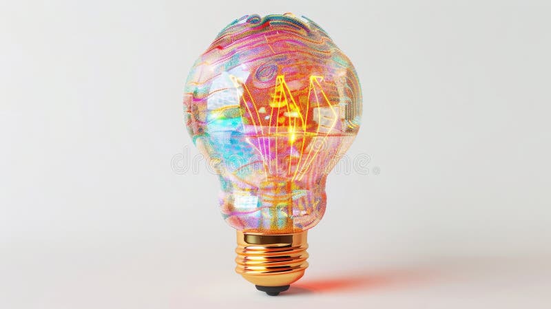 Futuristic Mechanized Lightbulb with Advanced Circuits and Neon ...
