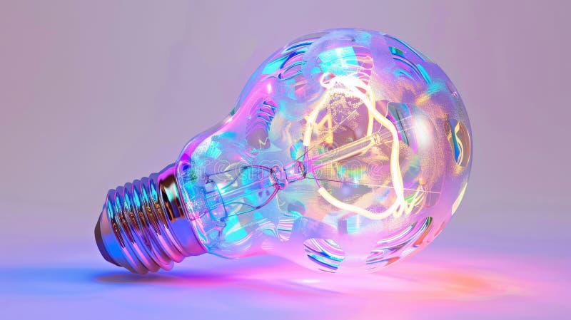 Futuristic Mechanized Lightbulb with Luminous Circuits and Holographic ...