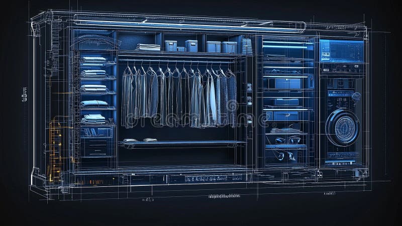 Futuristic Mechanized Wardrobe Designs Stock Illustration ...