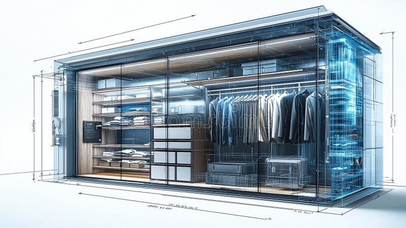 Futuristic Mechanized Wardrobe Designs Stock Illustration ...