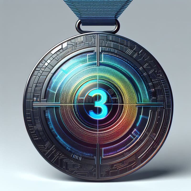 A Futuristic Medal Made of Holographic Material that Changes O Stock ...