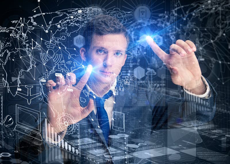 The Futuristic Media Sharing Concept with Man Stock Image - Image of ...