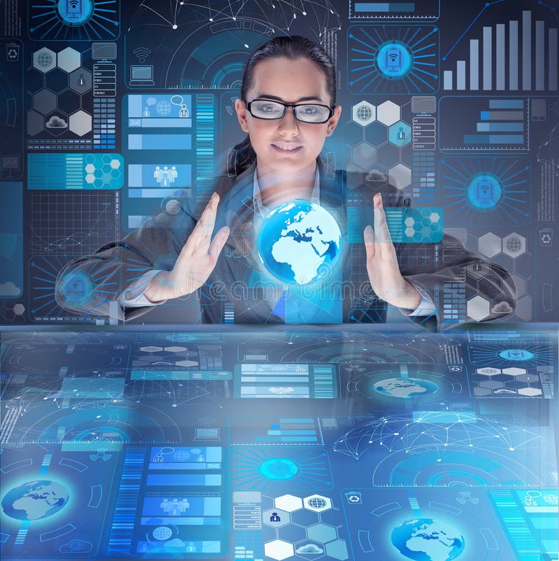 The Futuristic Media Sharing Concept with Woman Stock Image - Image of ...