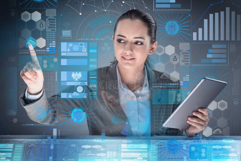 The Futuristic Media Sharing Concept with Woman Stock Photo - Image of ...