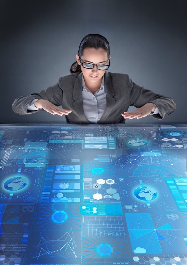 The Futuristic Media Sharing Concept with Woman Stock Image - Image of ...