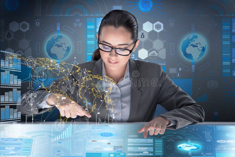 The Futuristic Media Sharing Concept with Woman Stock Photo - Image of ...